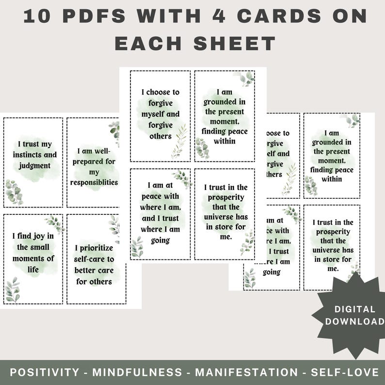 Positive Self-love Affirmation Cards | Boost Confidence | Daily ...