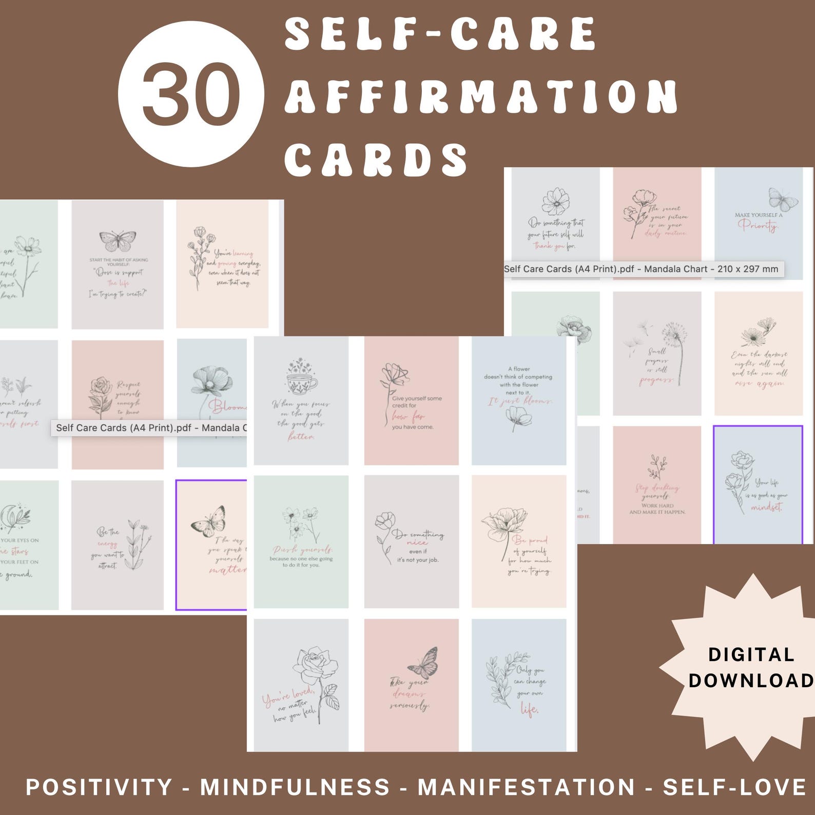 30 Empowering Affirmation Cards for Self-love, Manifestation, and ...