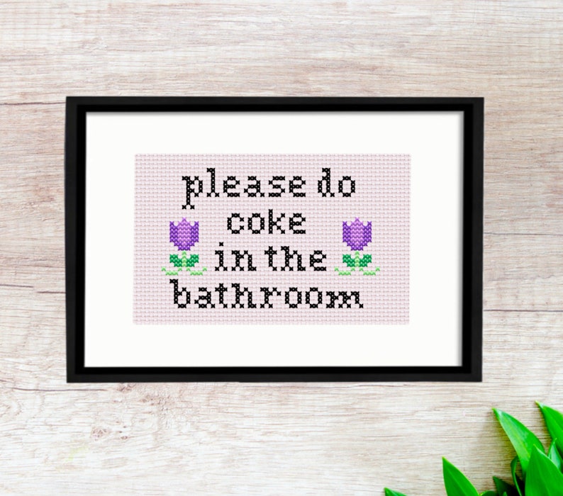 Please Do Coke in the Bathroom - Cross Stitch Pattern - Etsy