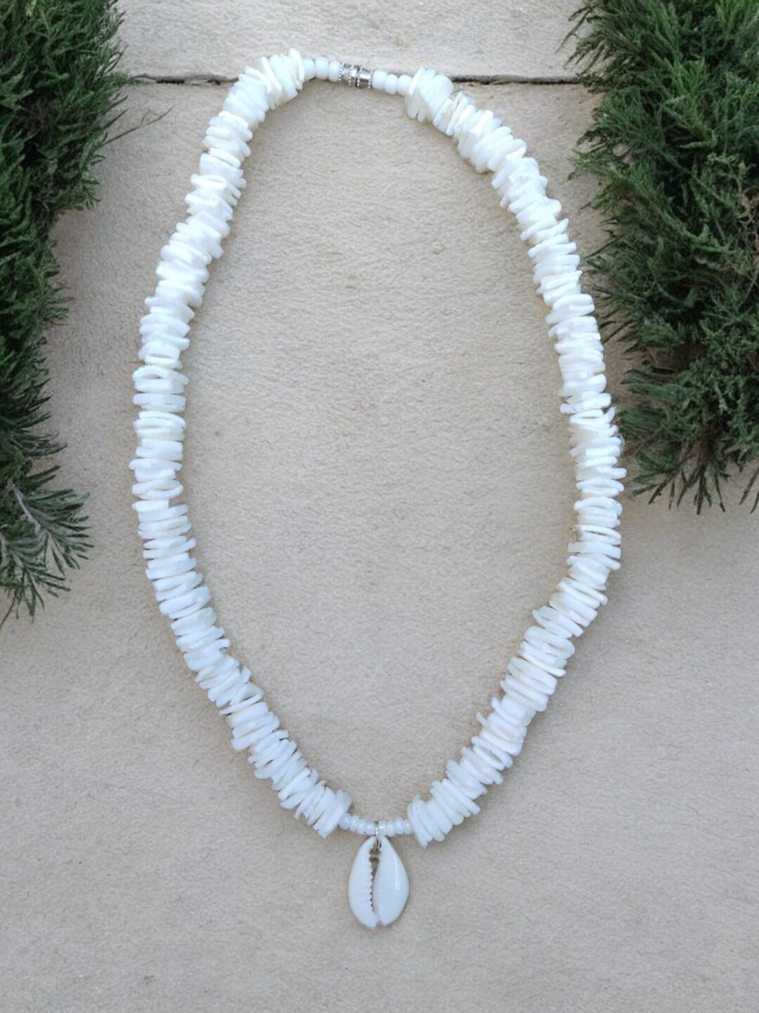 White Clam Puka Heishi Shell Surfer Necklace for Men Women Teens Custom ...