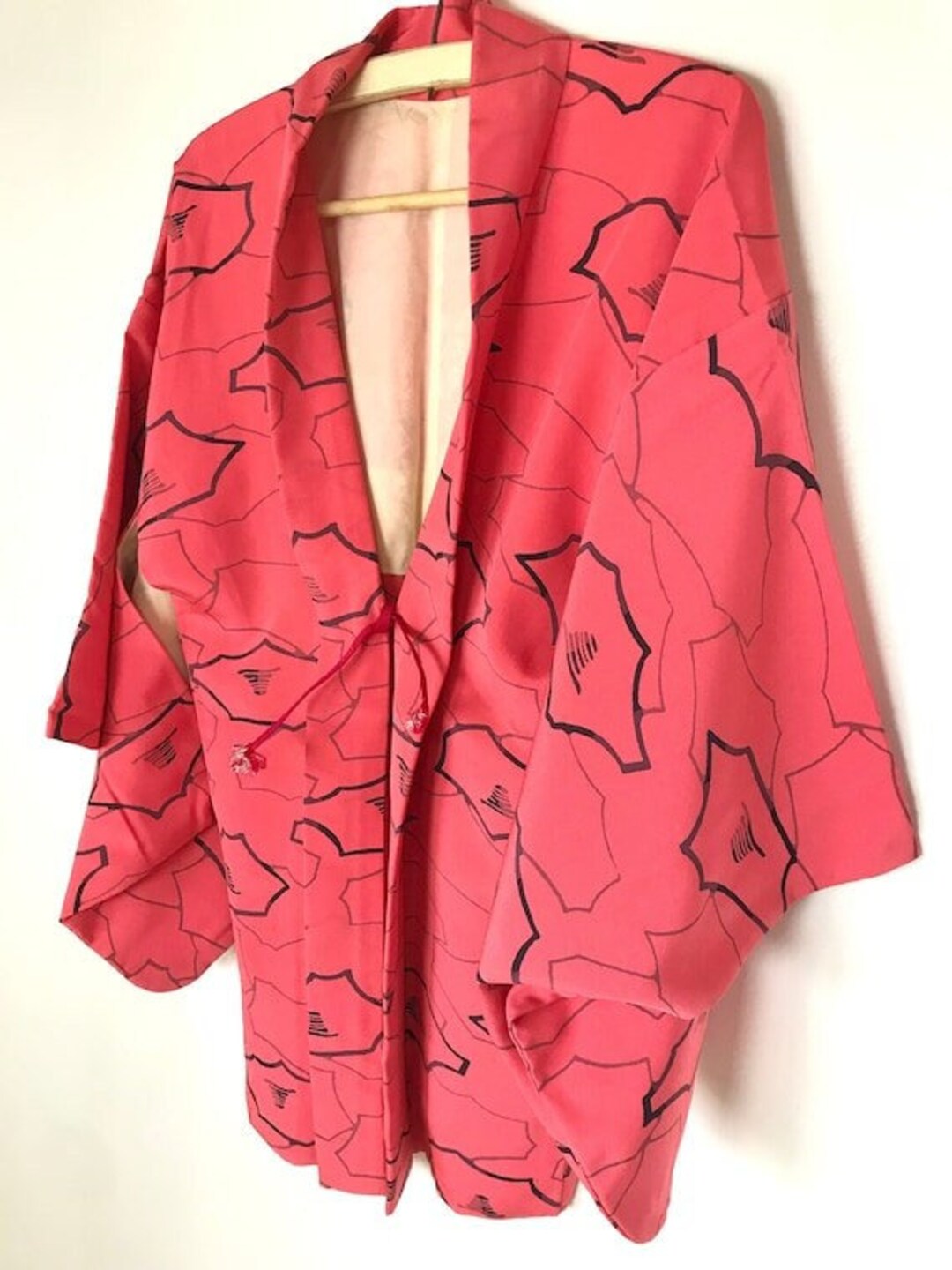 Pink Strawberry Haori Kimono Jacket: Silk Japanese Cardigan, Size L - Etsy