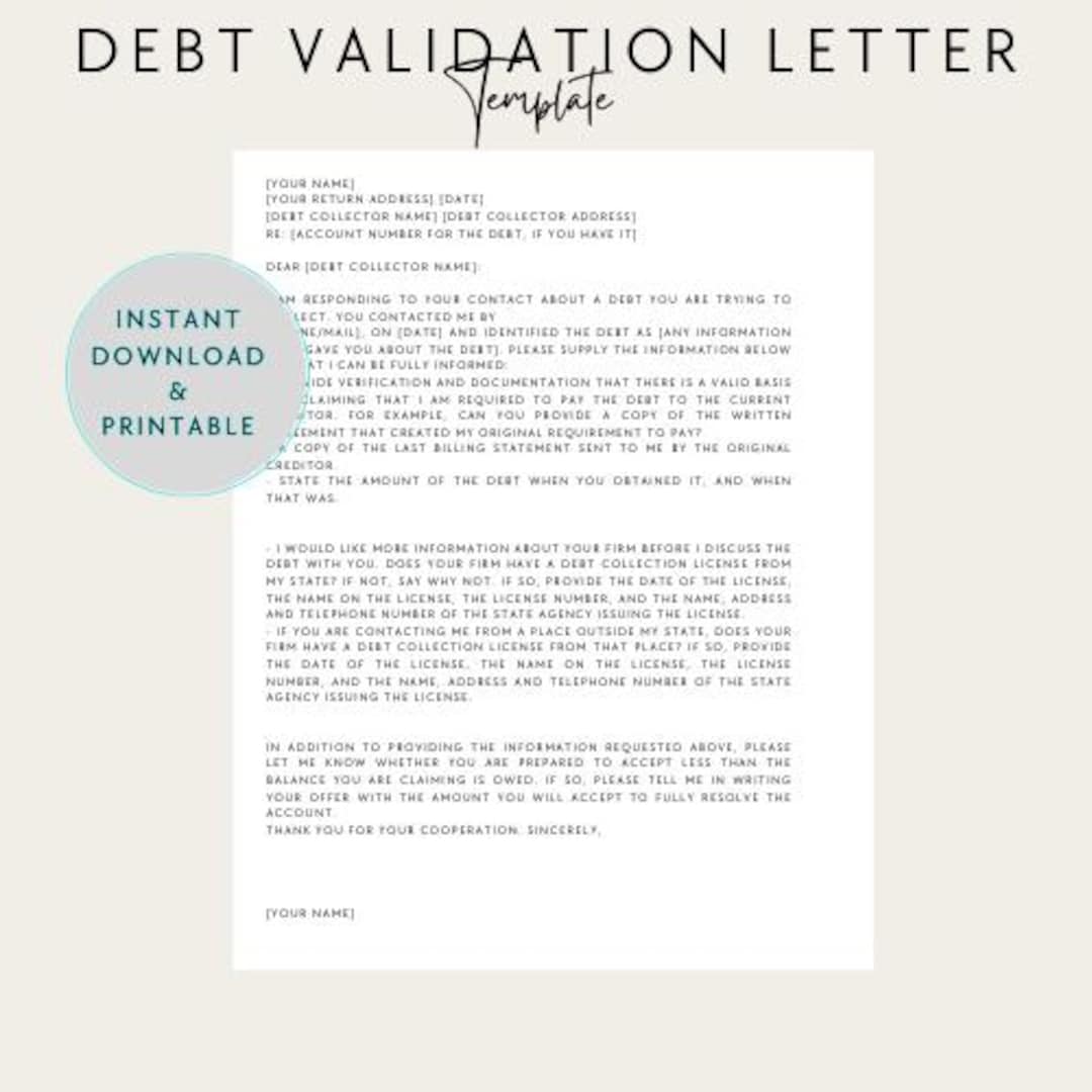 Debt Collection Dispute Letter, Debt Dispute Letter, Debt Validation ...