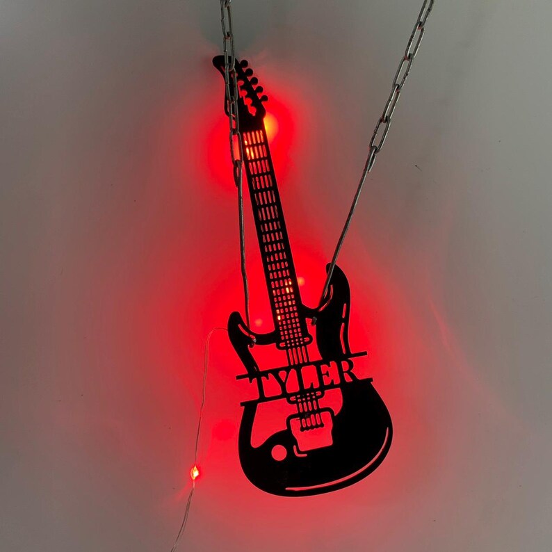 Custom Electric Guitar Metal Wall Art With LED Light, Personalized ...
