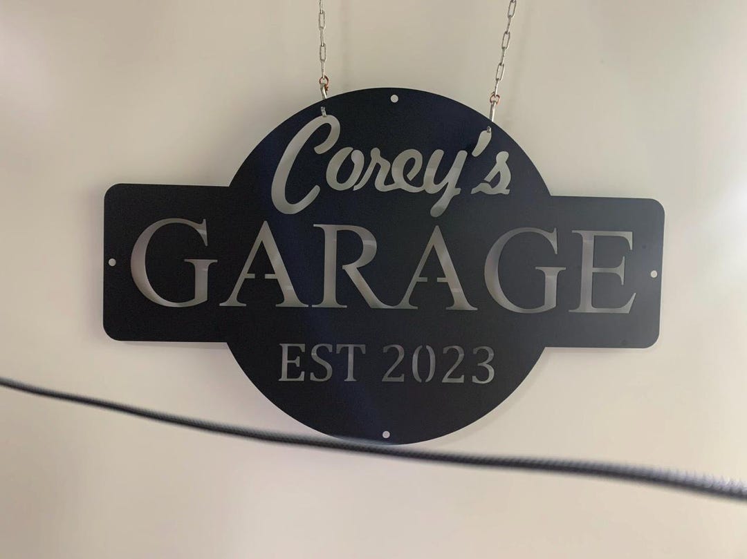 Personalized Garage Metal Sign, Garage Wall Art, Custom Garage Name ...