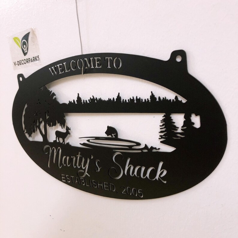 Personalized Lake Jumping Fish Metal Sign,deer Lake Sign, Lake House ...