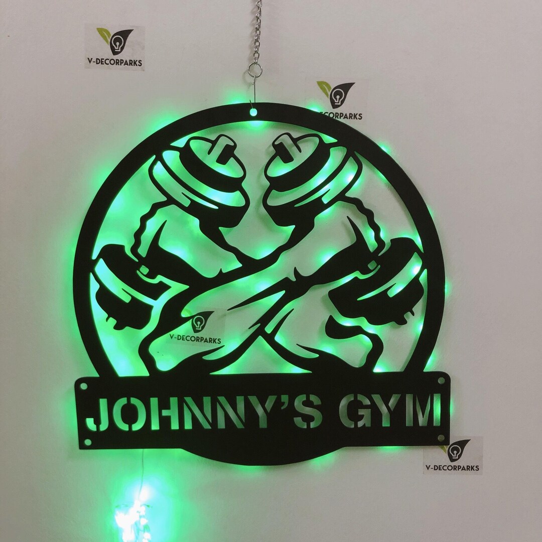 Custom LED Home Gym Sign, Metal Gym Sign, Light up Gym Name Metal Sign ...