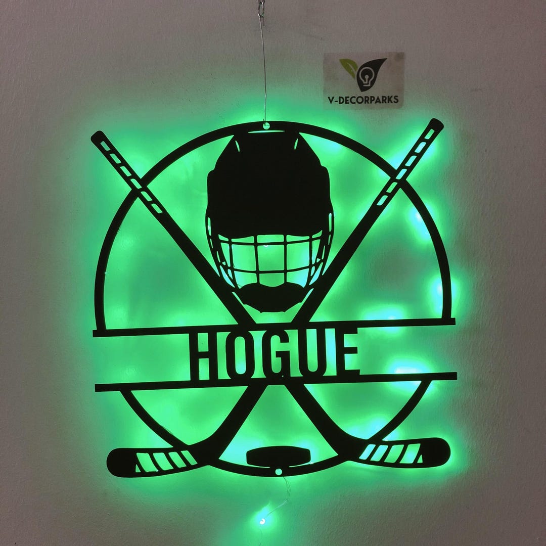 Personalized Ice Hockey Metal Wall Art With LED Light,custom Hockey ...