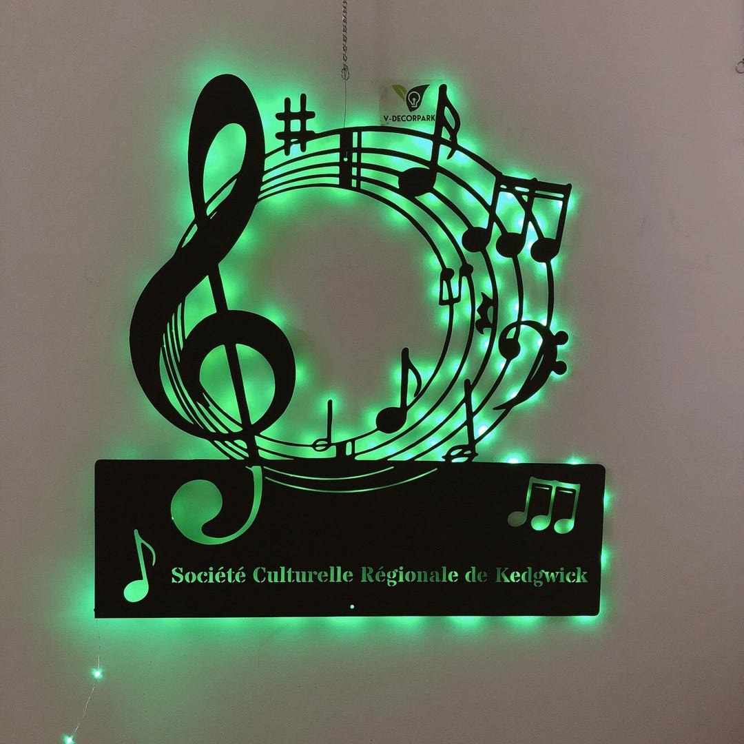 Personalized Music Notes Metal Wall Art LED Lights, Music Notes Metal ...