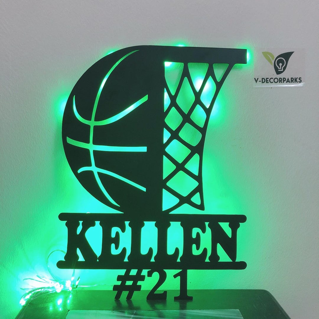 Personalized Basketball Metal Wall Art With LED Light, Basketball Metal ...