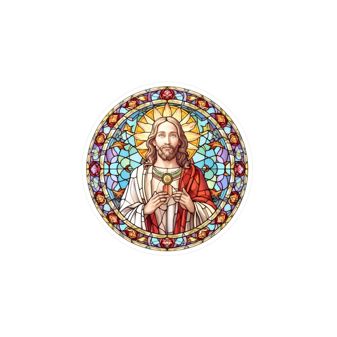Jesus Kiss-cut Vinyl Decals, Jesus Stain Glass Decal - Etsy