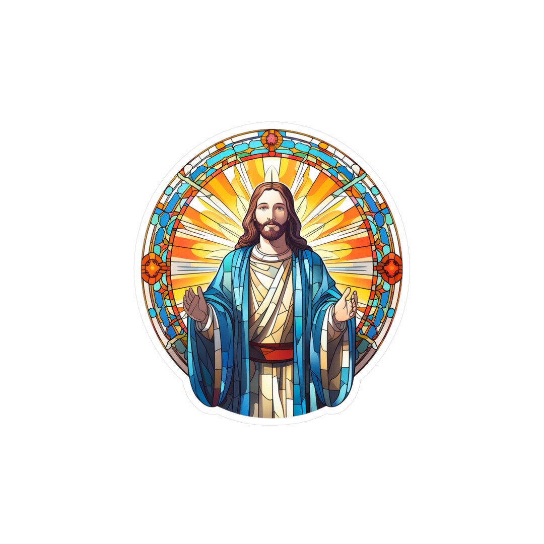 Jesus Stain Glass Kiss-cut Vinyl Decals, Jesus Decal - Etsy