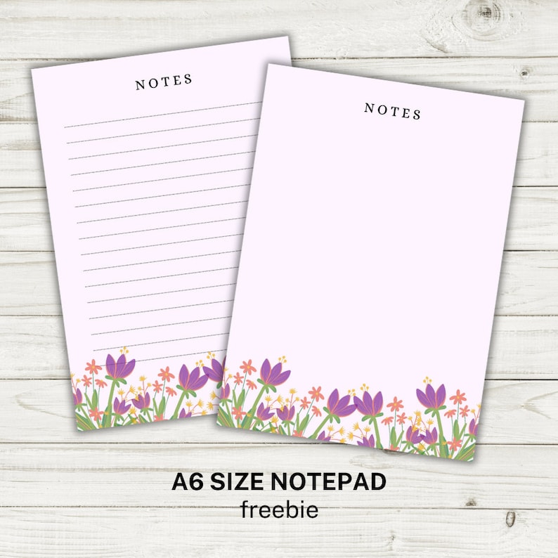 Printable Pink Tulips Memo Pad, Cute Printable Memo Pad, Cute Notepad ...