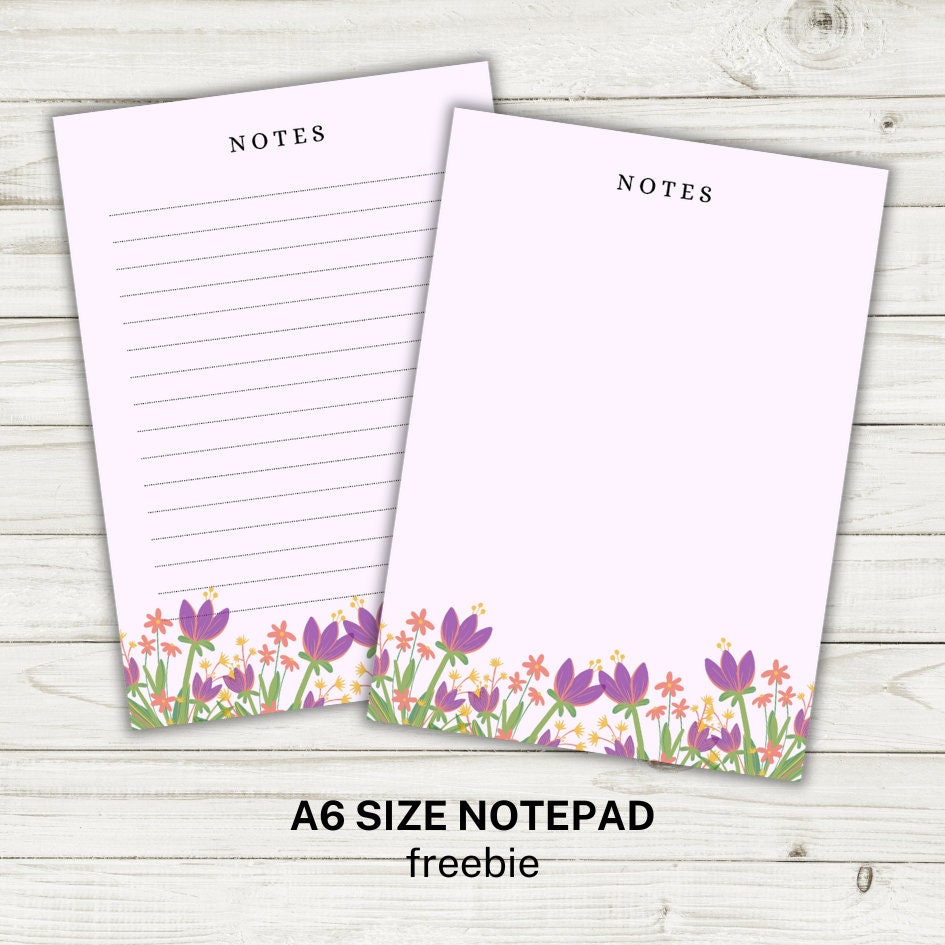 Printable Pink Tulips Memo Pad, Cute Printable Memo Pad, Cute Notepad ...