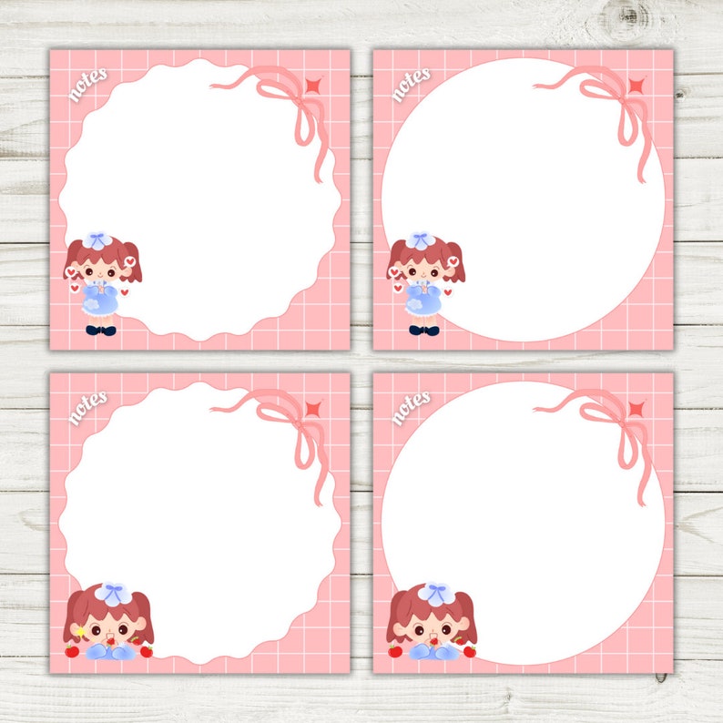 Printable Kawaii Memo Pad, Cute Printable Memo Pad, Cute Notepad, Cute ...