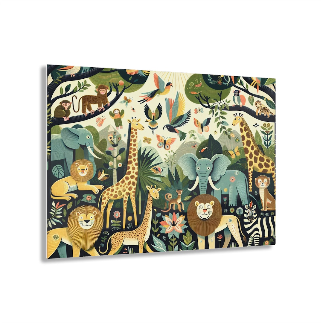 Vintage Jungle Animals Kids Wall Art Acrylic Prints Retro - Etsy