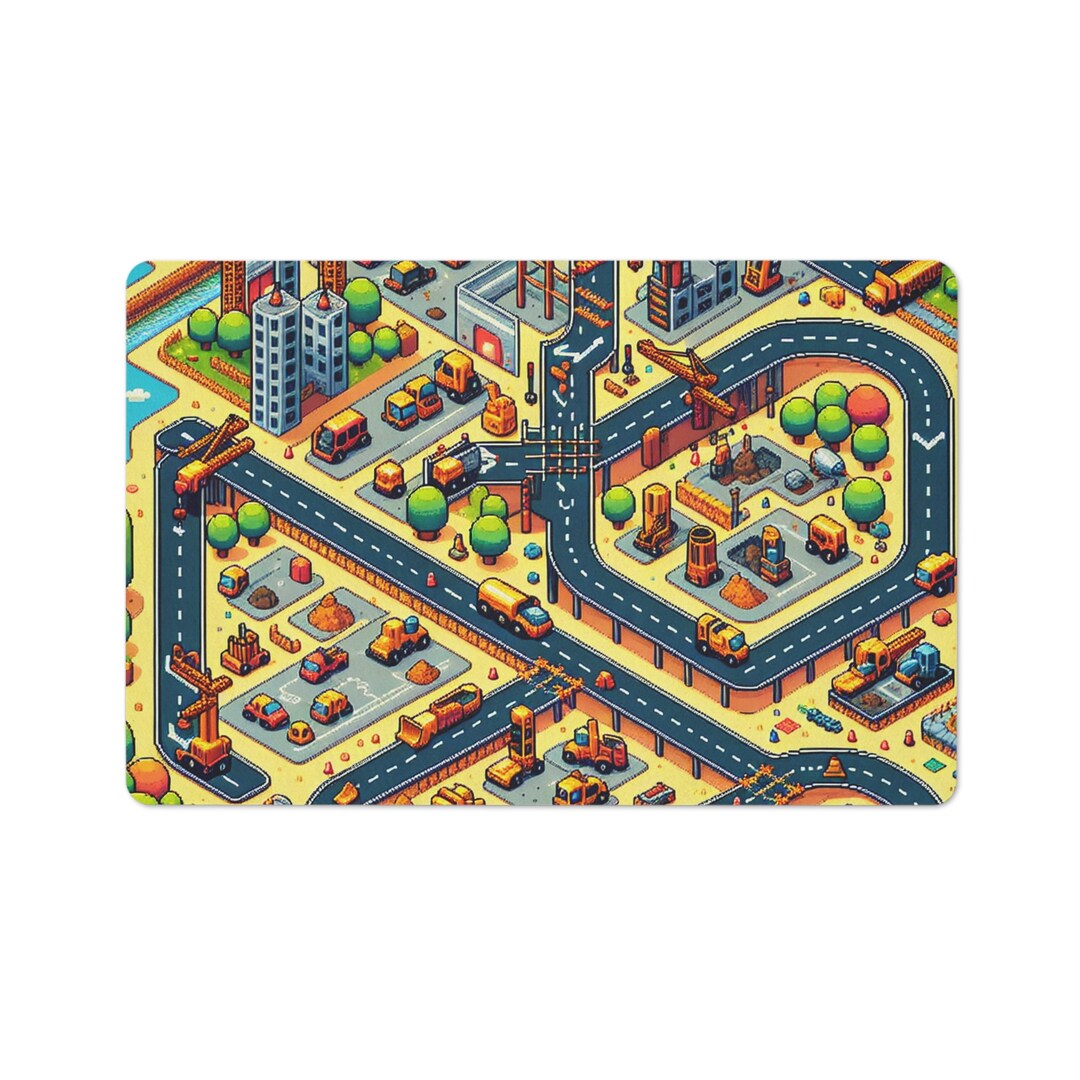 Kids Play Mat Construction Vehicles Rug Imaginative 8-bit - Etsy