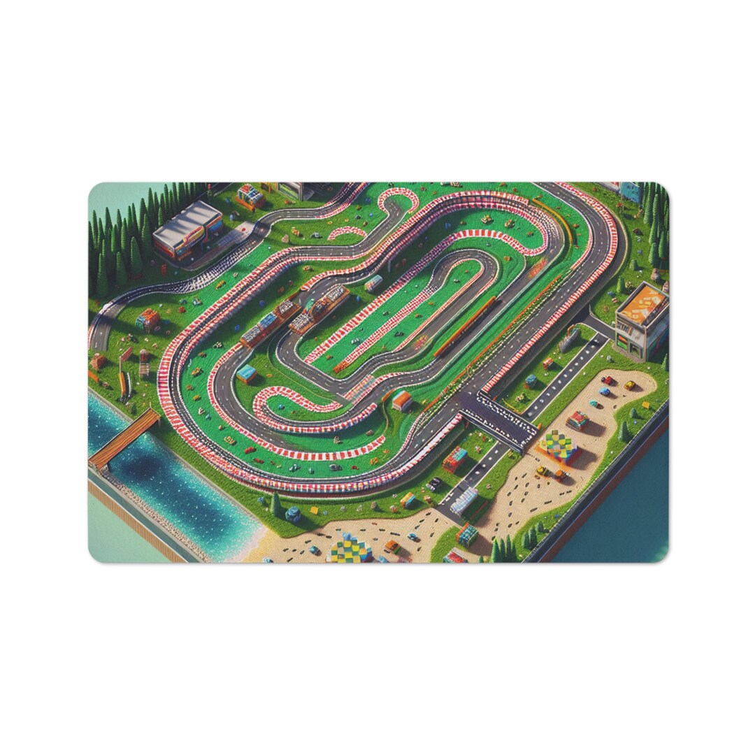 Kids Play Mat Vibrant 8-bit Racecar Track Design - Etsy