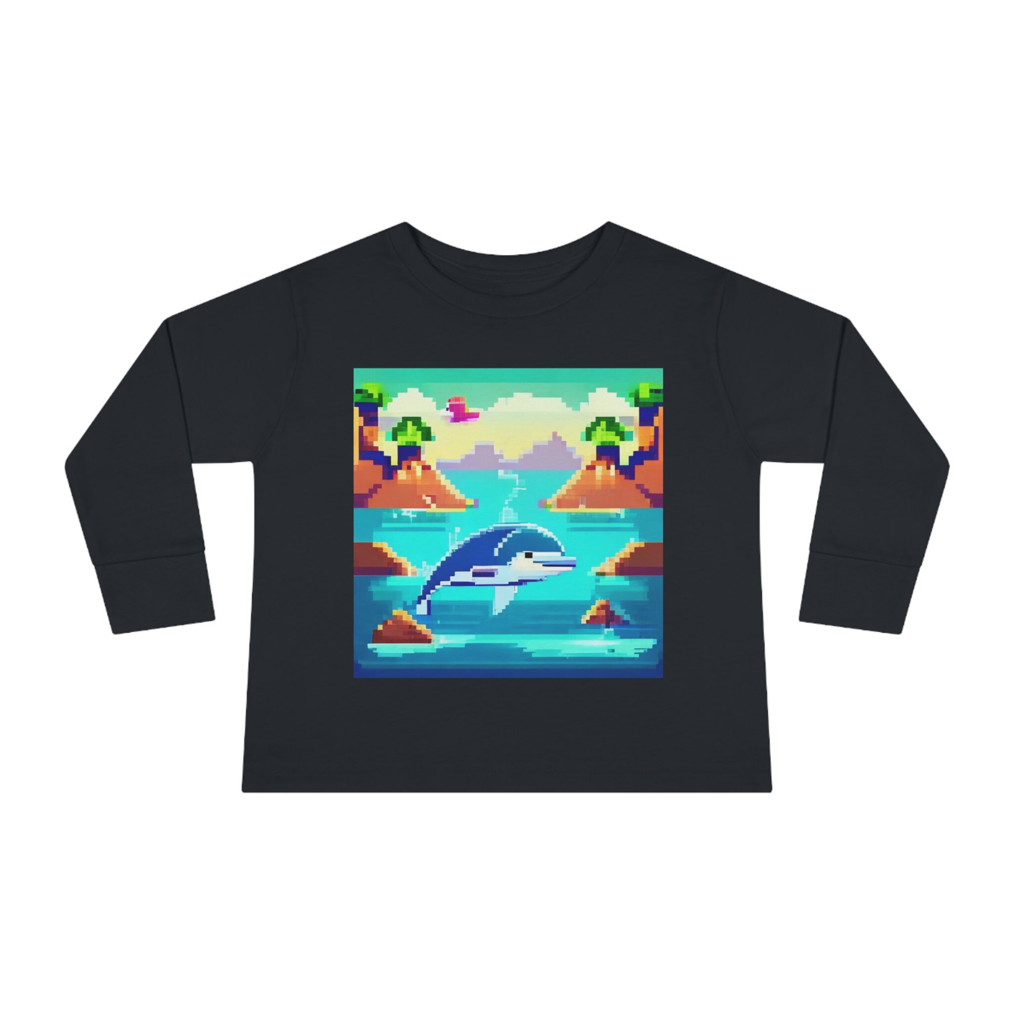 Cute Dolphin Jumping in a Retro 2D Pixel World Toddler Long - Etsy
