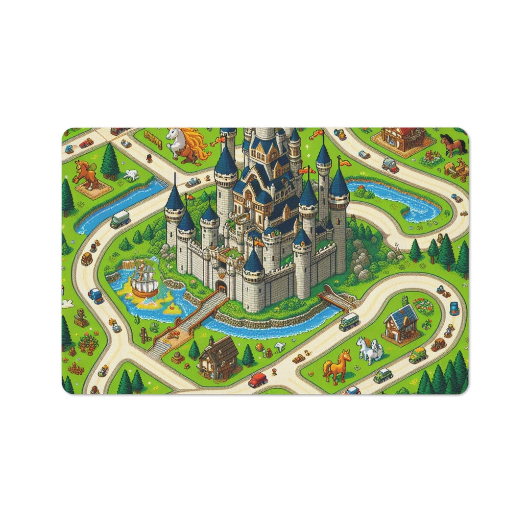 Kids Play Mat Castle Kingdom Adventure: Detailed 8-bit Aesthetic ...