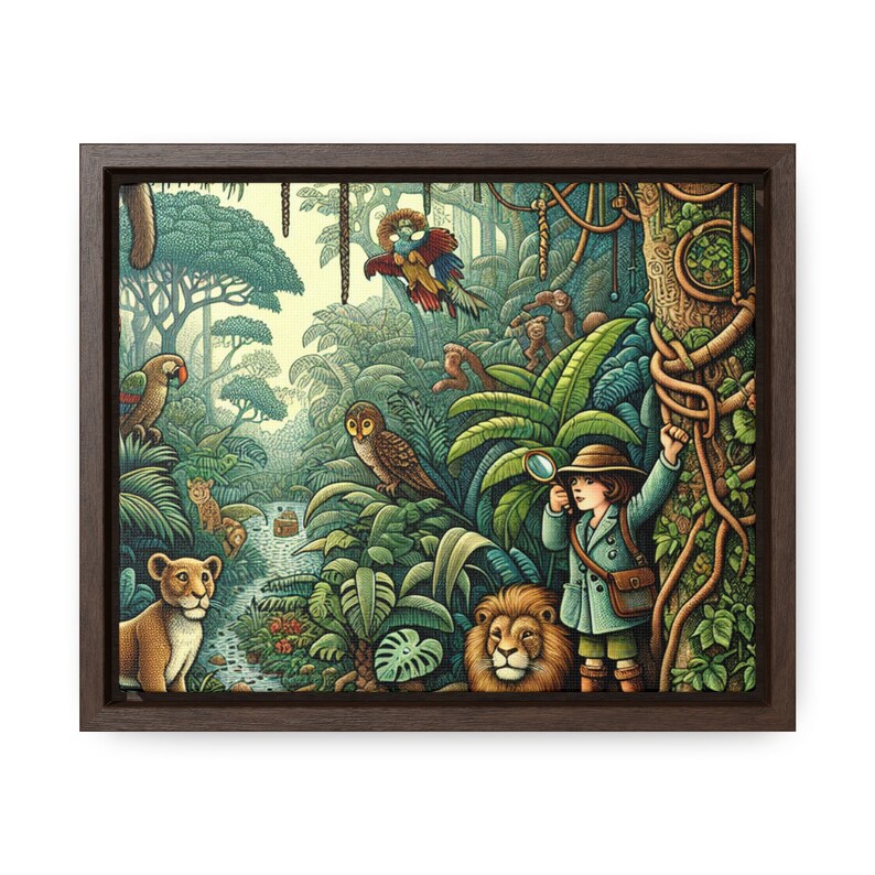 Kids Canvas Gallery Wraps Vintage Jungle Adventure Art Retro ...