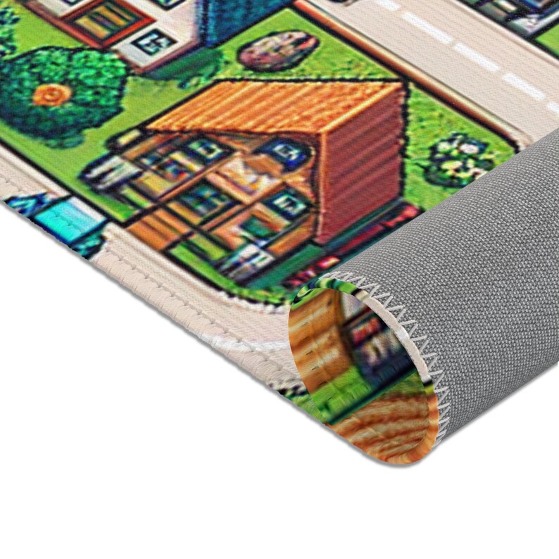 8-bit Adventureland Kids Area Play Rug Pixelated Landscape, Country ...