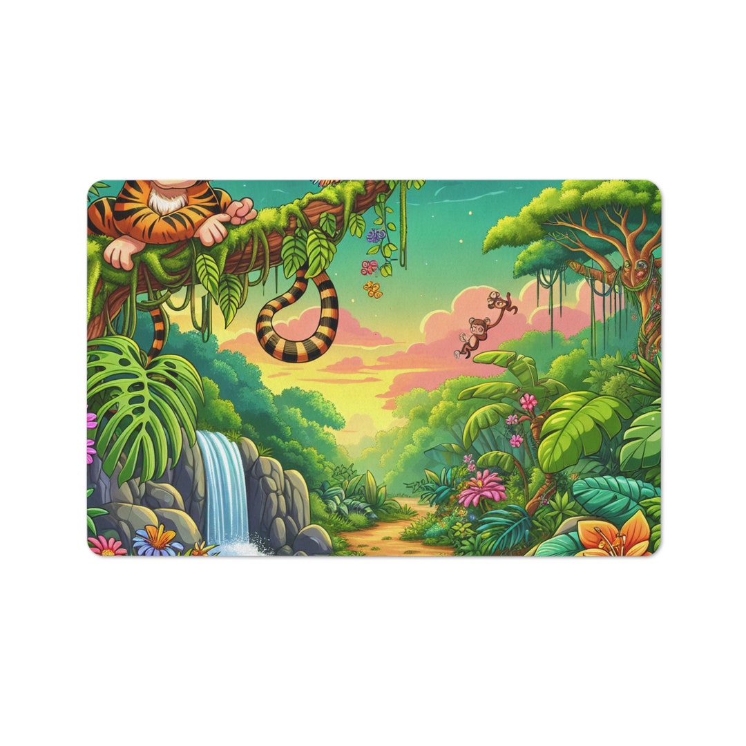 Kids Floor Mat Cartoon Jungle Adventure Vibrant and - Etsy