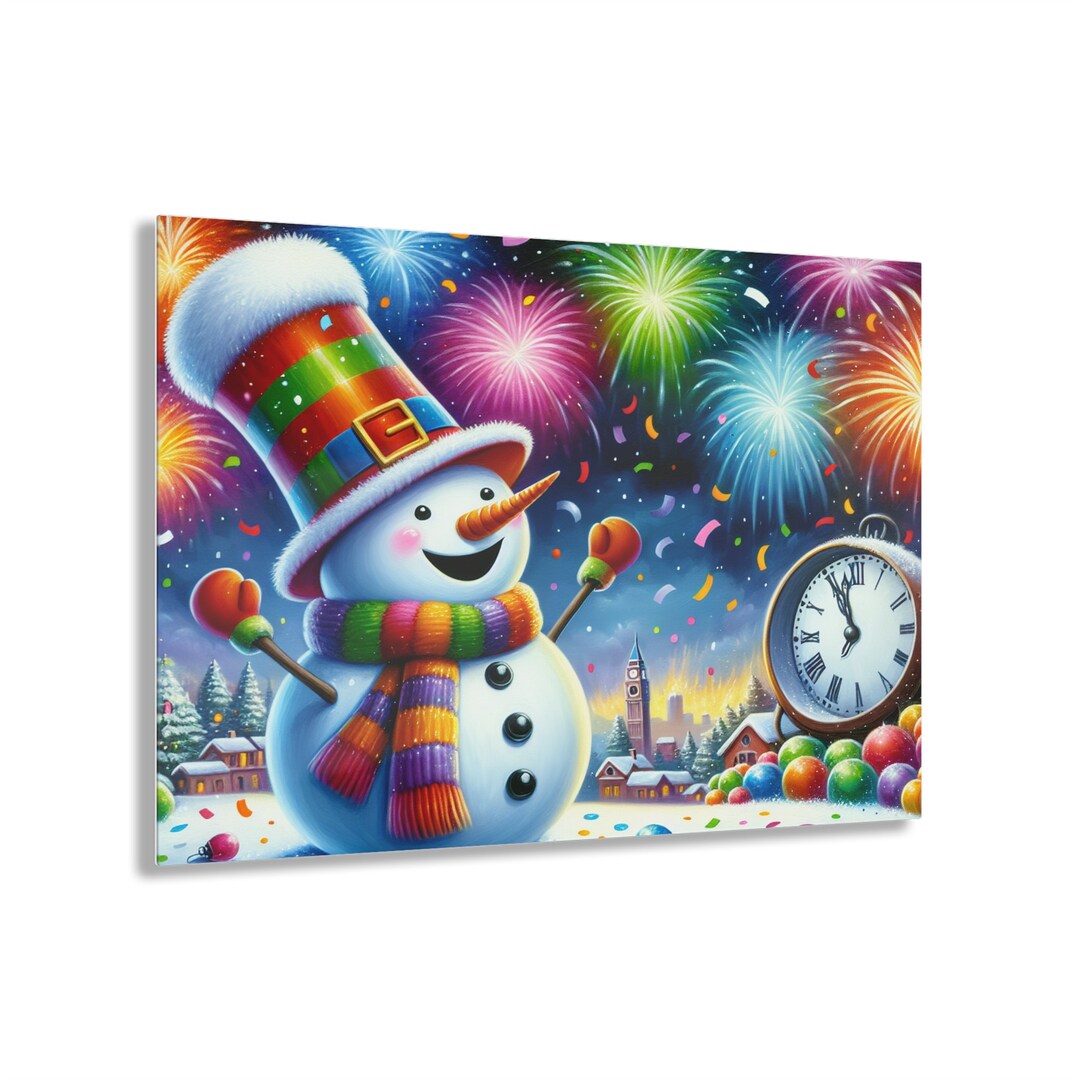 Snowman Party Hat Acrylic Print Festive New Year's - Etsy