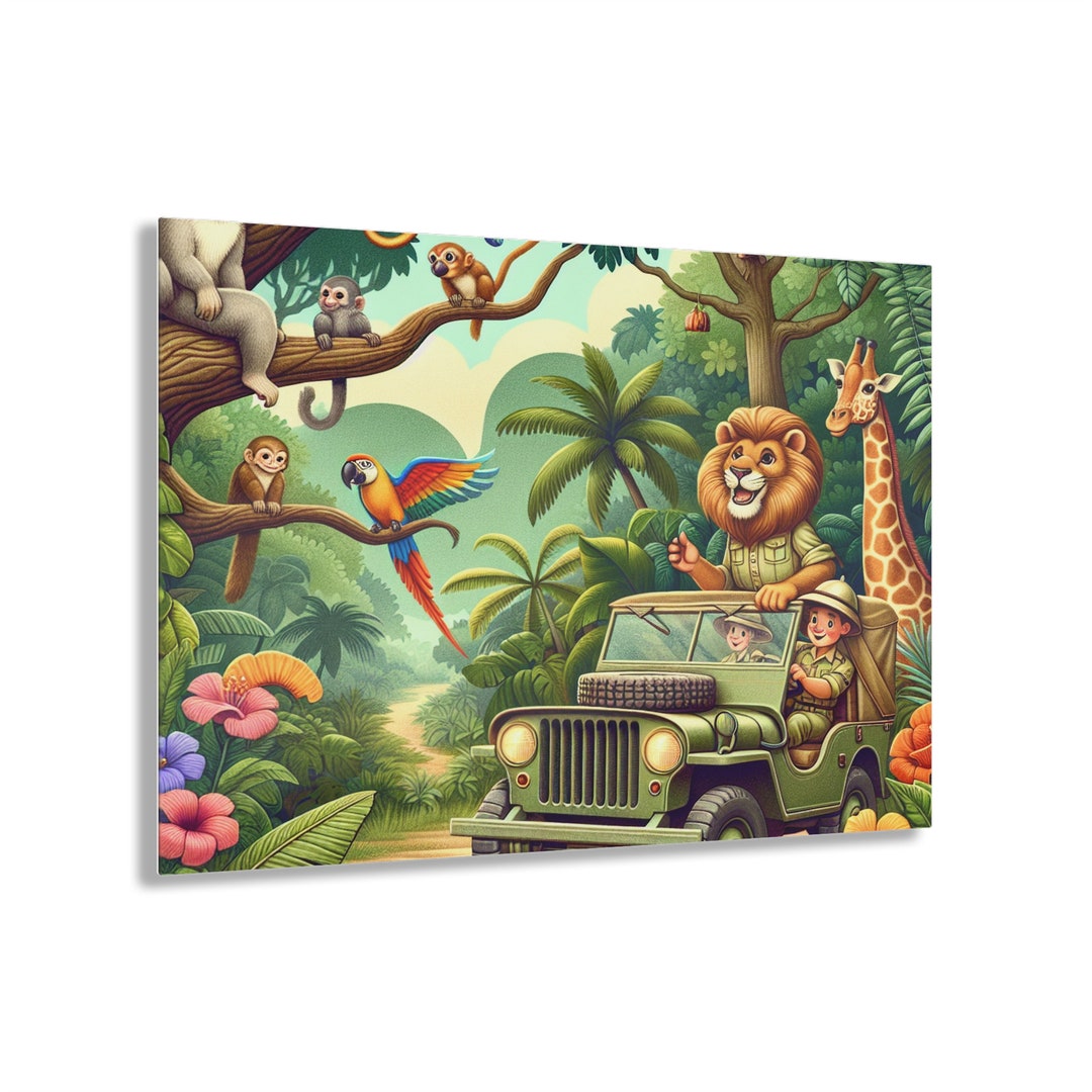 Vintage Jungle Safari Kids Wall Art Nostalgic Retro - Etsy