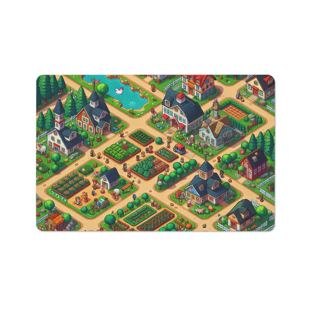 Kids Play Mat Charming 8-bit Country Town Design - Etsy