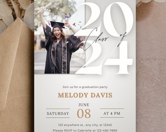 Graduation Invitation Template Canva Editable Graduate - Etsy