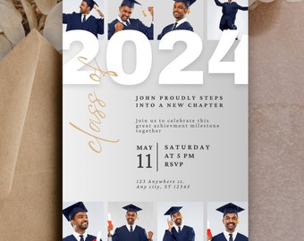 Editable Graduation Invitation Template Canva Graduate Announcement ...
