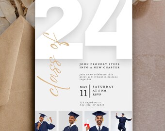 Graduation Invitation Template Canva Editable Graduate - Etsy