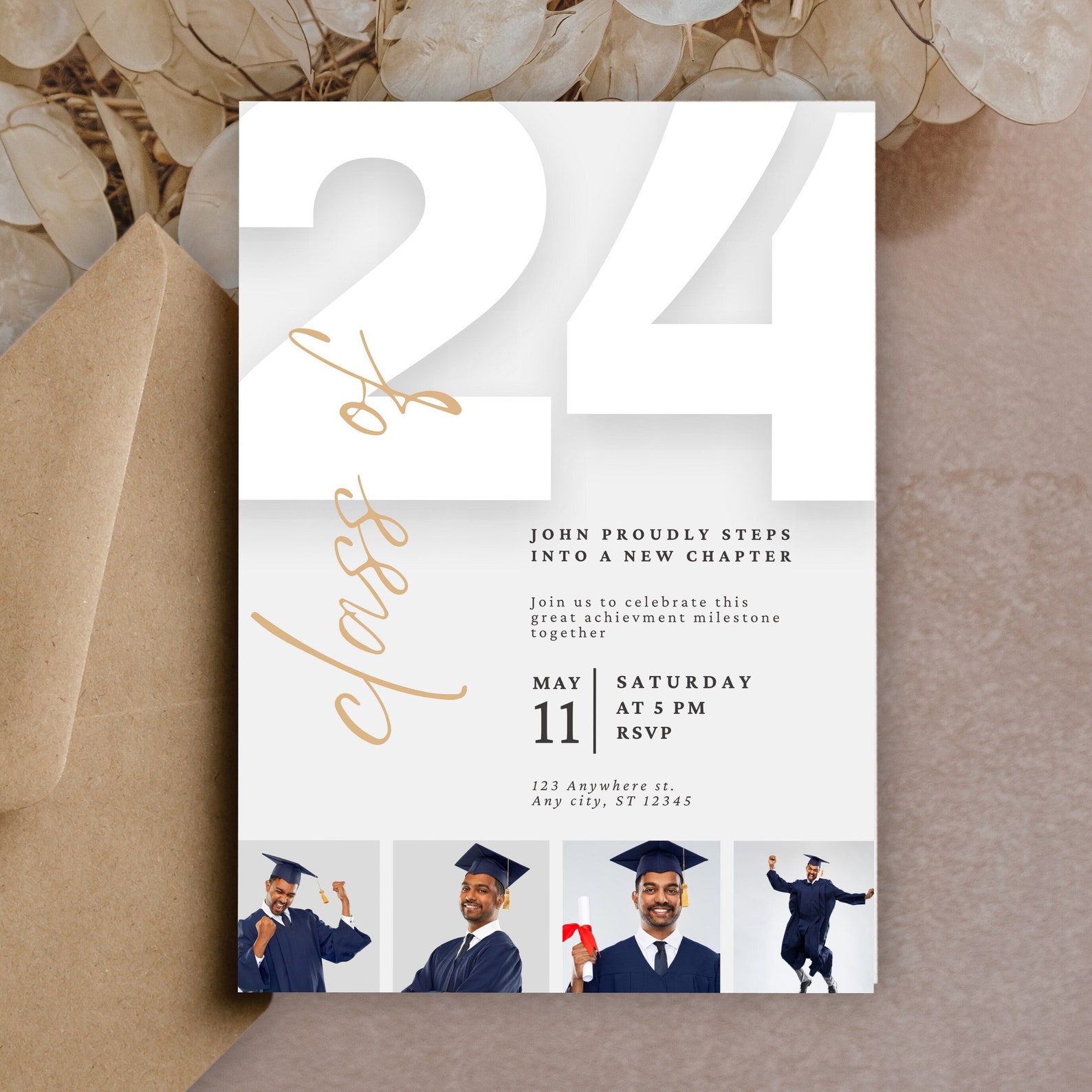 Graduation Invitation Template Canva Editable Graduate - Etsy