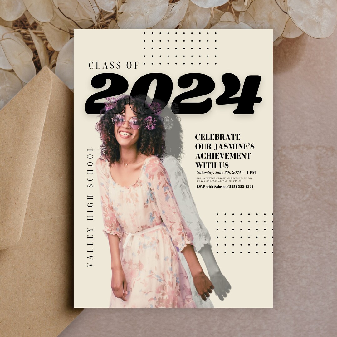 Editable Graduation Invitation Template Canva Graduate Announcement ...