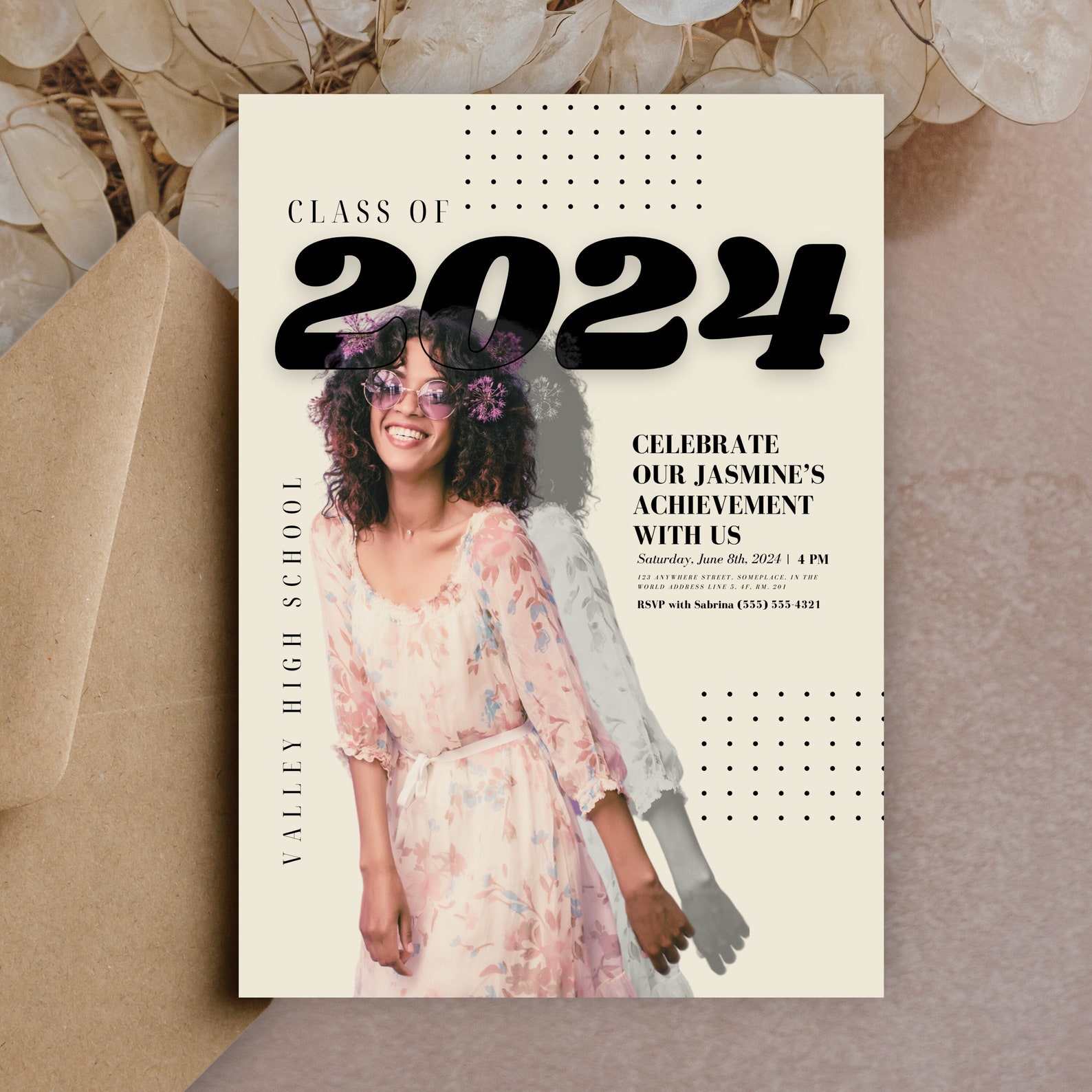 Editable Graduation Invitation Template Canva Graduate Announcement ...