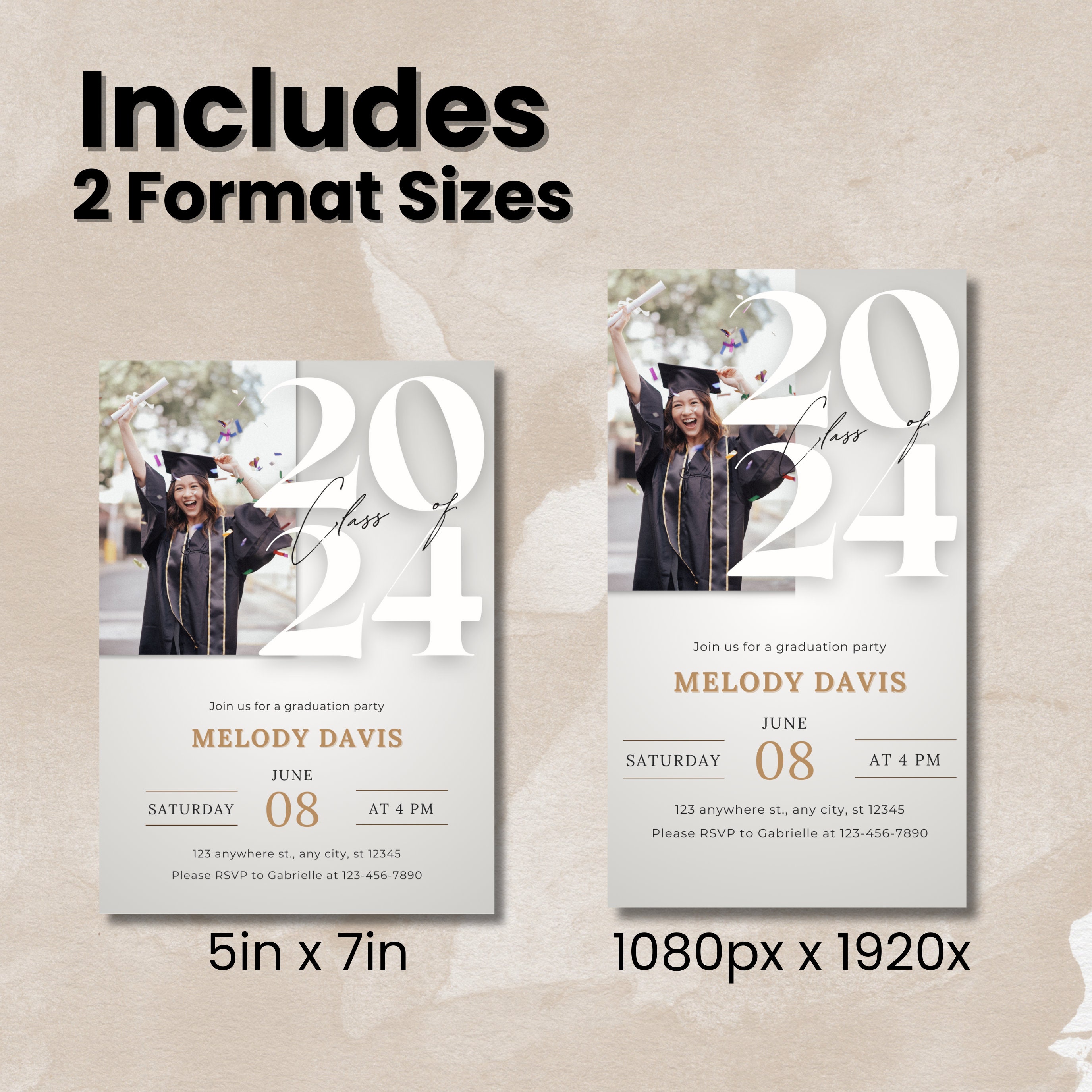 Graduation Invitation Template Canva Editable Graduate Announcement ...