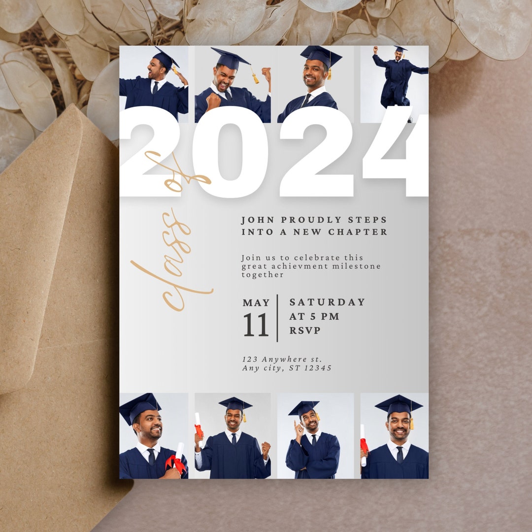 Graduation Invitation Template Canva Editable Graduate Announcement ...