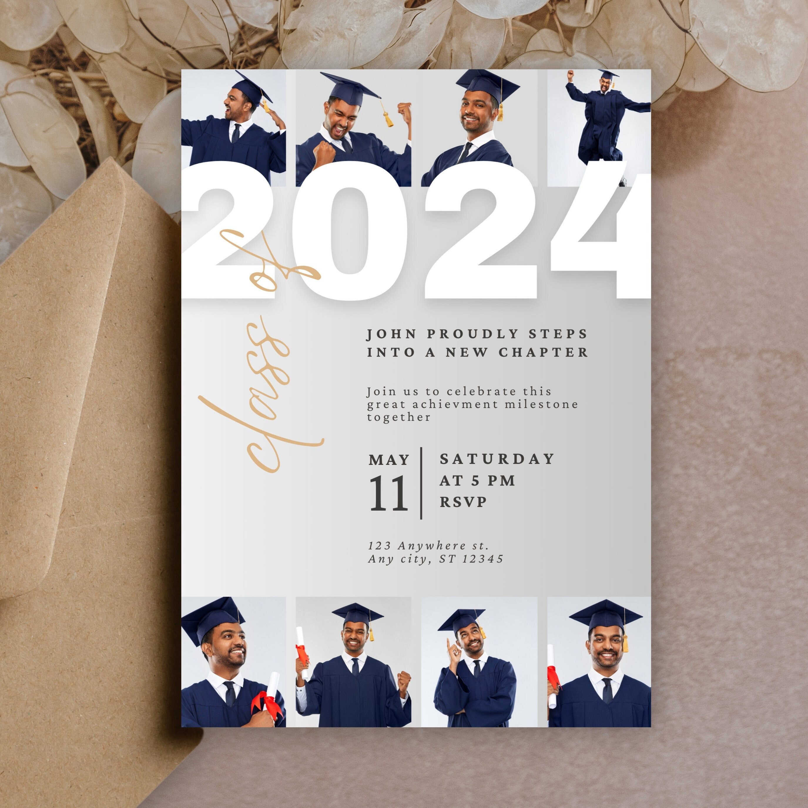 Graduation Invitation Template Canva Editable Graduate Announcement ...