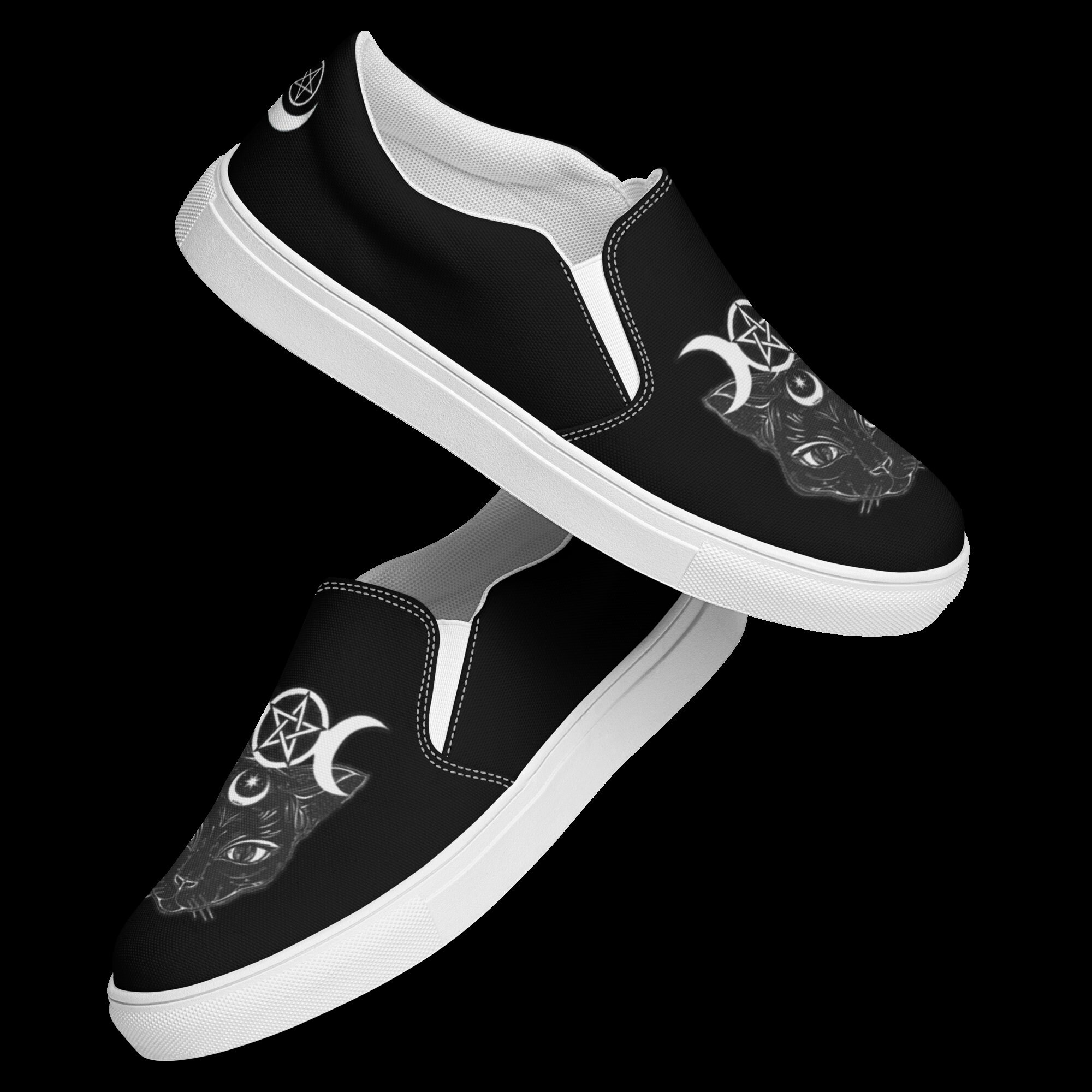 Moon Magick Cat Women’s Slip-on Black Canvas Shoes | Witch Witchcraft ...
