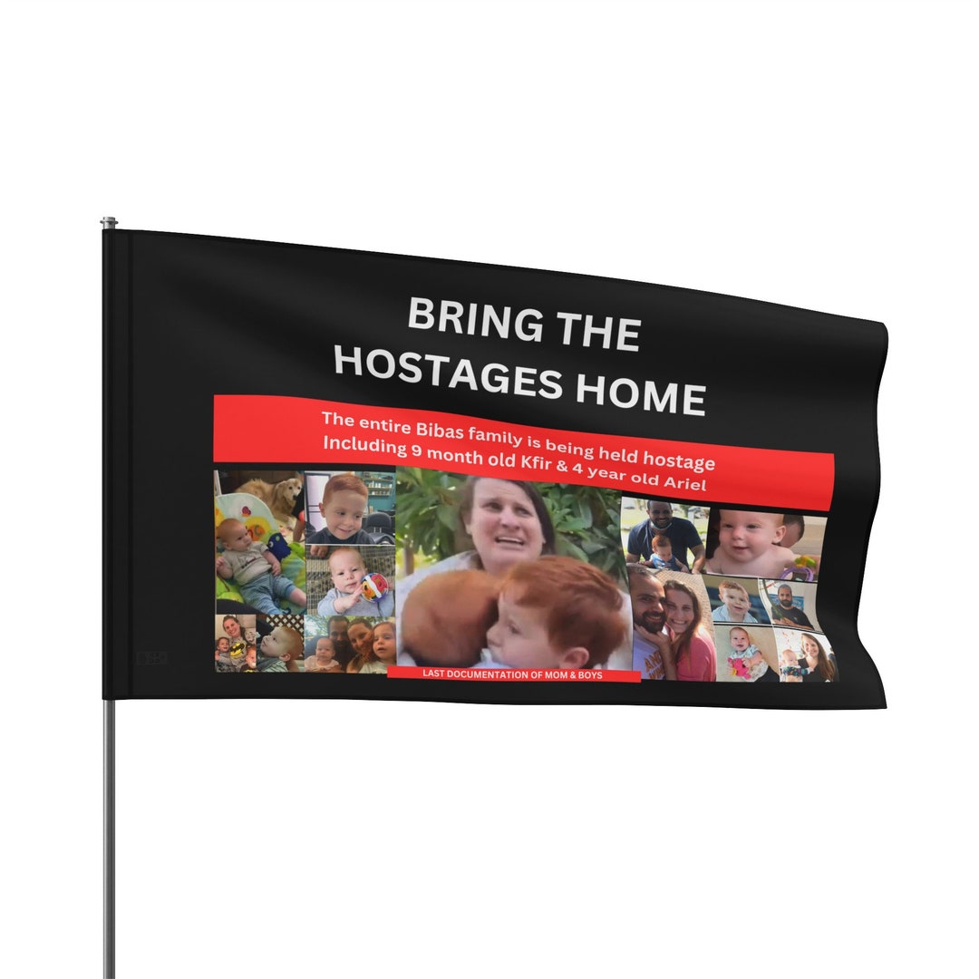 Bring Them Home Now BIBAS FAMILY Hostage Return Flag 60x36, 36x24 ...