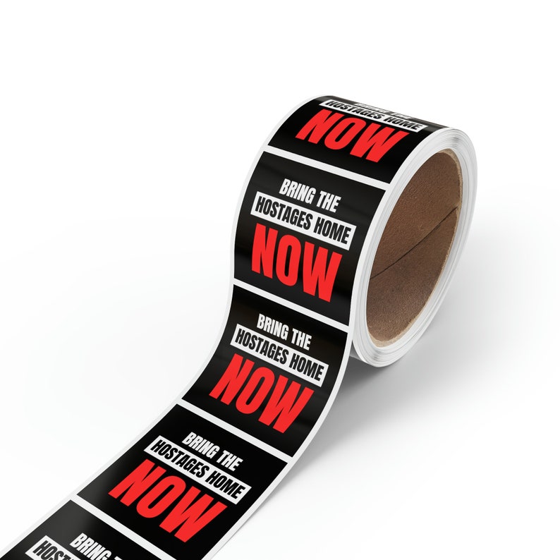 Hundreds of Bring the ISRAELI HOSTAGES HOME Square Stickers in Pack ...