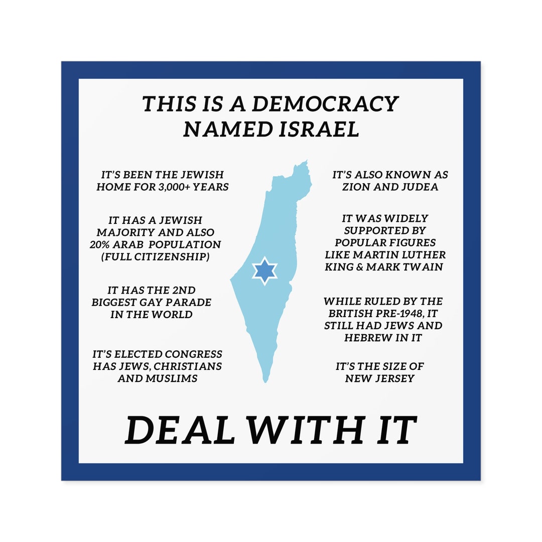 Pro Israel Stickers, Israeli Map and Facts Titled 'deal With It' - Etsy