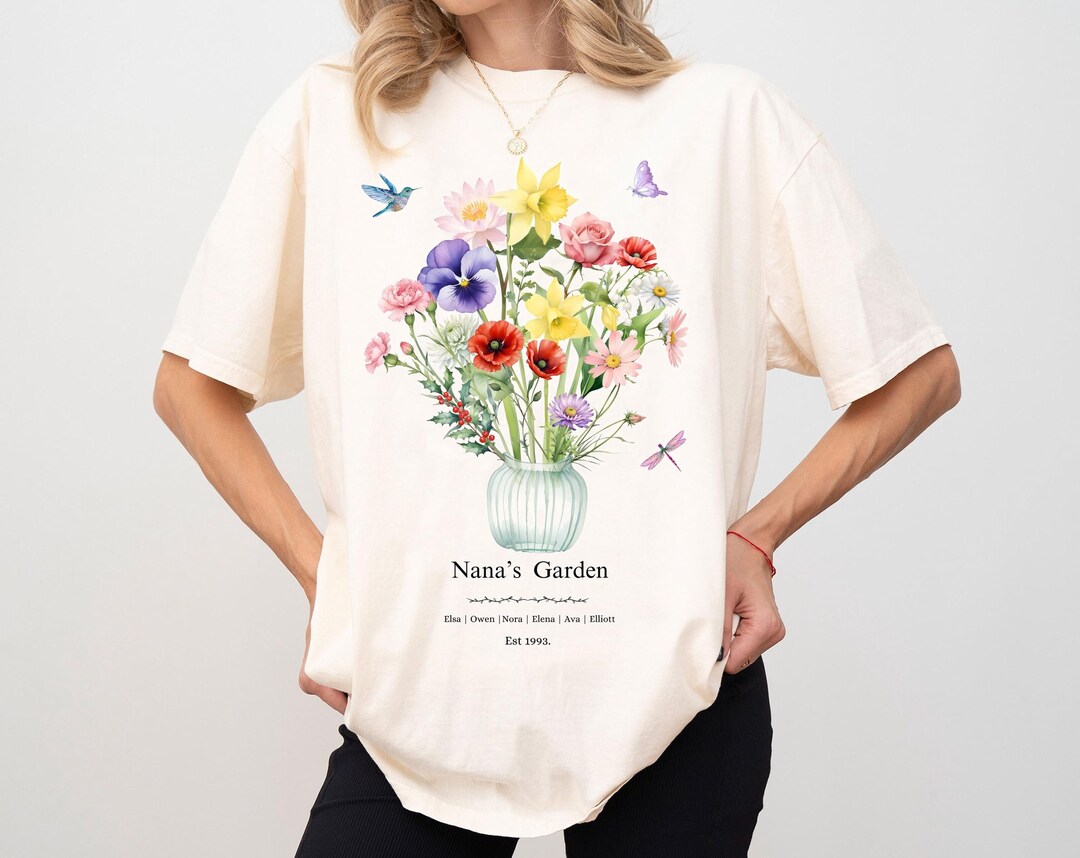 Custom Birth Flower Comfort Colors T-shirt, Birth Flower Comfort Colors ...