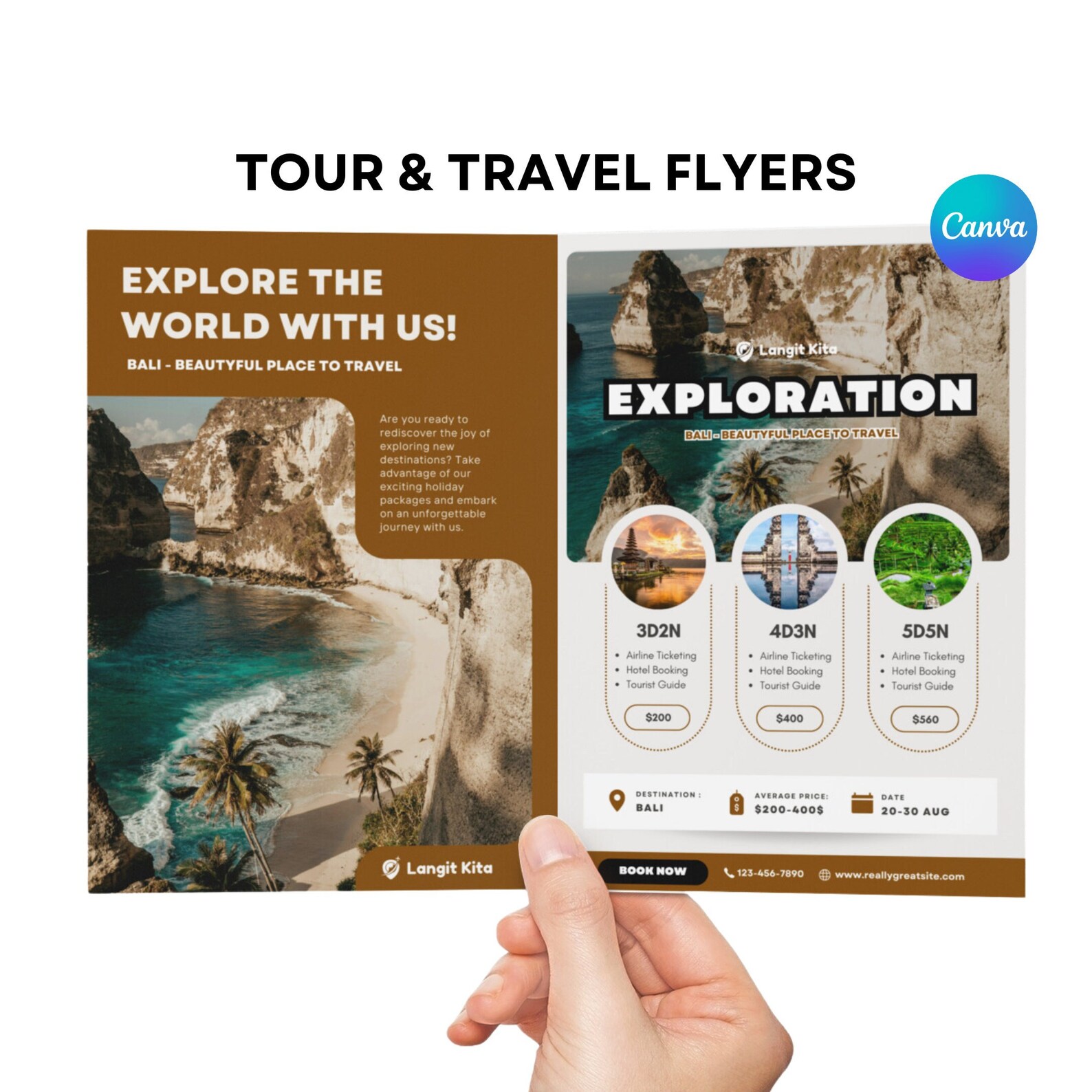 Tour Travel Flayer Template Canva, Travel Brochure Canva Design, Tour ...