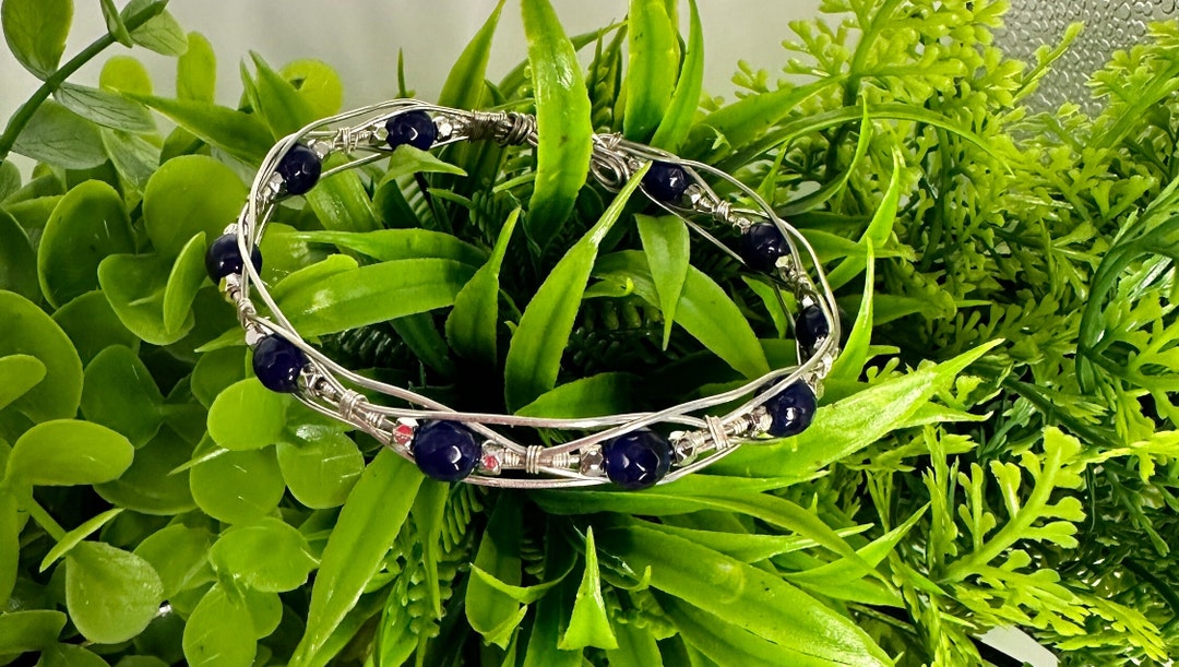 Addie Bracelet: Silver-tone Copper and Dyed Blue Jade Bangle Bracelet ...