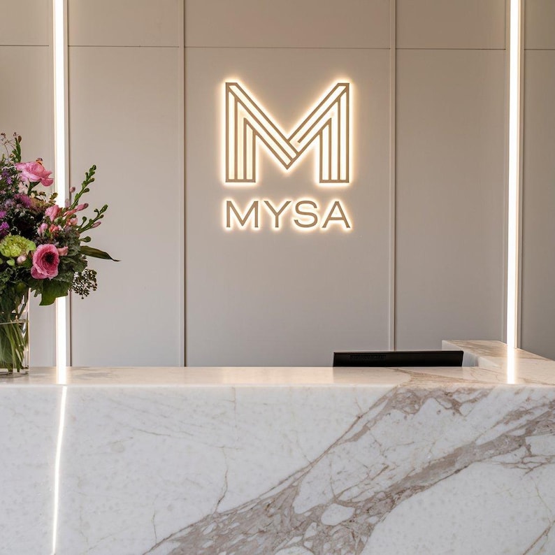 Illuminated Business Signage Reception Office Lobby Led Sign Custom 3D ...