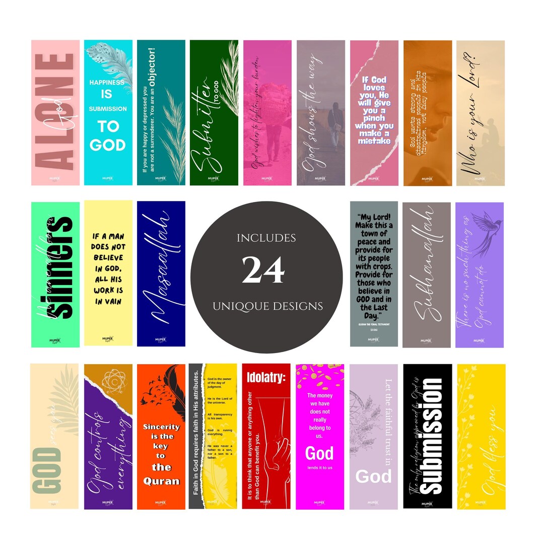 Submission-themed Bookmarks | Islamic-inspired Designs | Spiritual Book ...