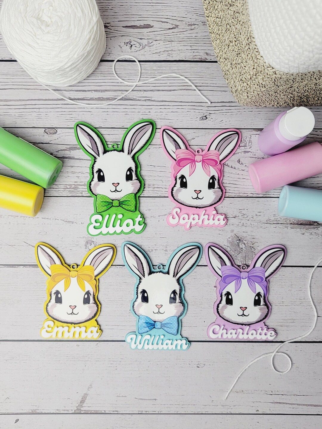 Personalized Easter Basket Tags Easter Basket Wooden Bunny Name Tags ...