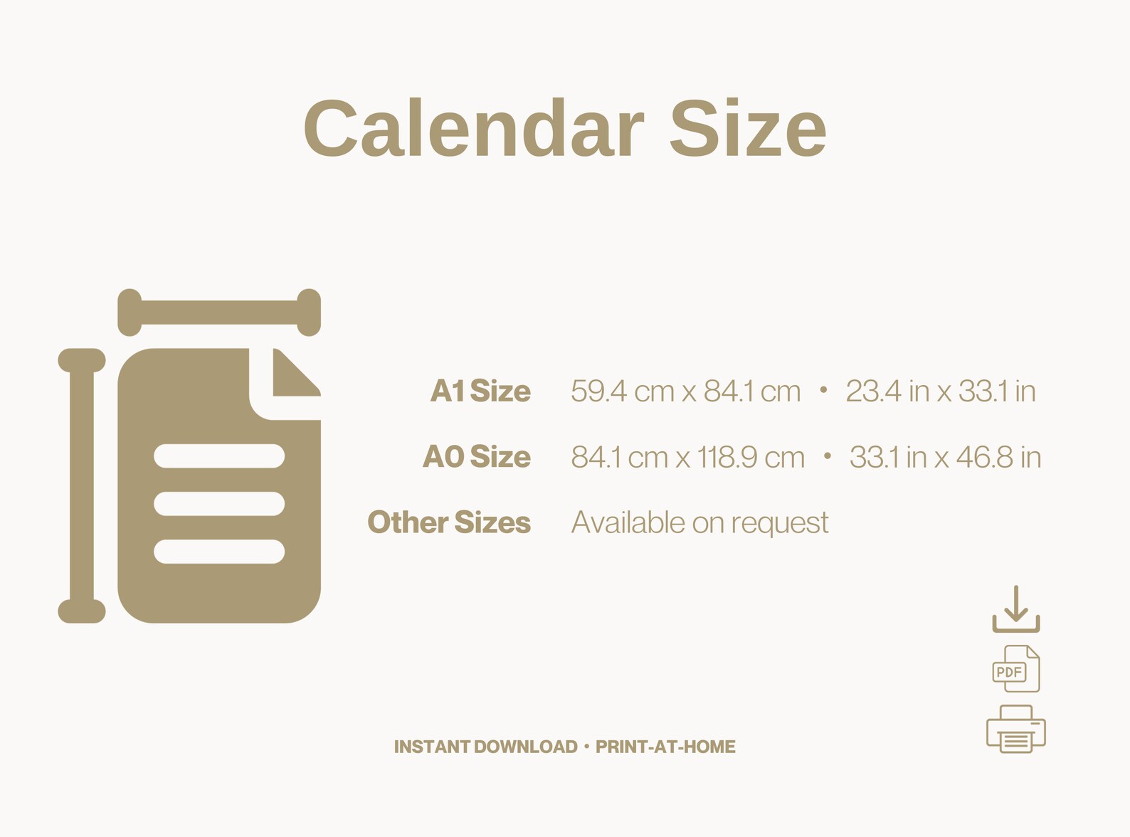 2024 A0 A1 Giant Yearly Wall Calendar Full Year Horizontal Printable ...