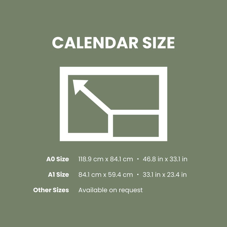 2026 Extra Large Grid Moss Green Printable Wall Calendar (modern ...